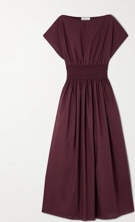 Matteau Midikleid Aus Biobaumwollpopeline Mit Raffungen - Burgunder
