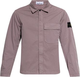 Stone Island Homme, Vestes, Violet, Taille: 2XL Surchemise en twill de coton stretch
