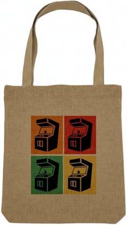 Fabulous Sac Shopping Tote Bag Aspect Lin - Arcade Pop Art Jeux Video Retro Gaming Classiques - Sac de Courses Toile Epaisse 360g Beige Naturel Cabas Port&eacute; Epa