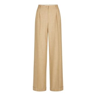 Marc Aurel Weite Hose mit Bundfalten und Umschl&auml;gen - - Trousers - Damen - Beige - XS