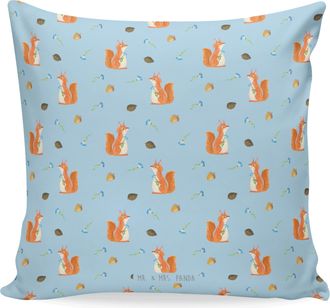 Mr. & Mrs. Panda 40 x 40 Kissen Eichhörnchen Blume - Geschenk, Spaß, Spruch Deko, Motivation Sprüche, Dekokissen, Tiermotive, Gute Laune, Sofakissen