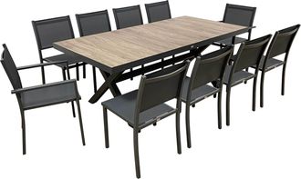 Oviala Tivoli Gartentisch aus Aluminium und Keramik und 10 Sitzfl&auml;chen, Anthrazit