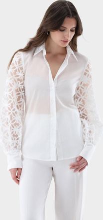 van Laack Hemdbluse mit bestickten Oranza-&Auml;rmeln