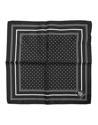 Dolce & Gabbana Mens Polka Dot Silk Scarf Black