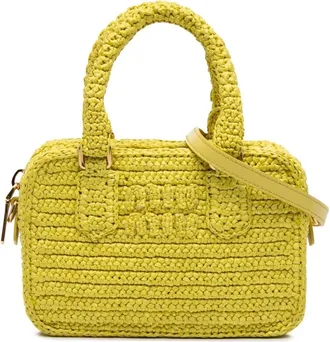 Miu Miu Sac cabas Pre-owned effet raphia - Femme - Pre-owned - Jaune - Taille: ONE Size