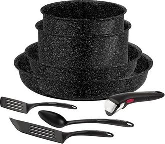 T-fal Ingenio, Lot 8pi&egrave;ces, Rev&ecirc;tement c&eacute;ramique antiadh&eacute;sif, Induction, Casseroles, Po&ecirc;les, Poign&eacute;e amovible, Fabriqu&eacute; en France, Intens Ceram, L2649802