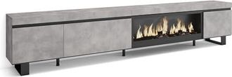 Skraut Home | TV-Schrank, Lowboard | für Wohnzimmer und Esszimmer | 288x57x35 cm | Für großformatiges TV | Elektrokamin XXL | Industriedesign | Moderner Stil | Ze