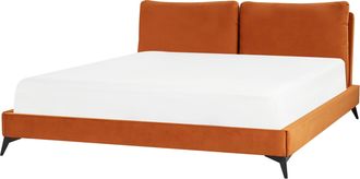 Beliani Elegantes Polsterbett in Orange Samtstoff mit Lattenrost 180 x 200 cm Melle