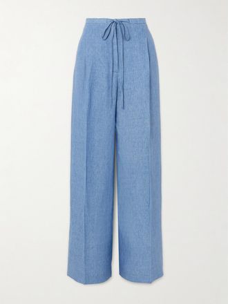 R&oacute;he Pantalon Large En Lin - Bleu