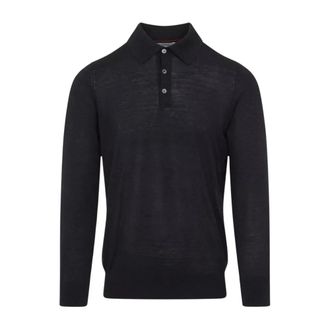 Brunello Cucinelli Homme, Tops, Noir, Taille: XL LS Polo Sweater