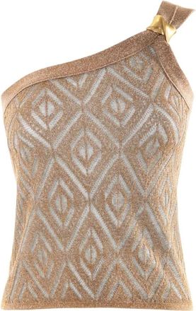 Nenette Femme, Tops, Brun, Taille: 36 FR Haut en maille lurex &agrave; une &eacute;paule