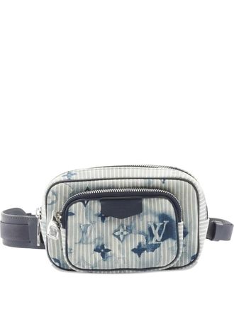 Louis Vuitton mini sac banane motif aquarelle &agrave; rayures (2021) - Bleu