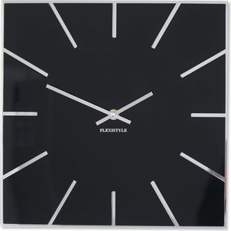 FlexiStyle Wanduhr quadratisch Exact 30 cm Durchmesser, ohne tickgeräusche modern, Design Acrylglas und Acrylspiegel, Wohnzimmer, Schlafzimmer (Schwarz)