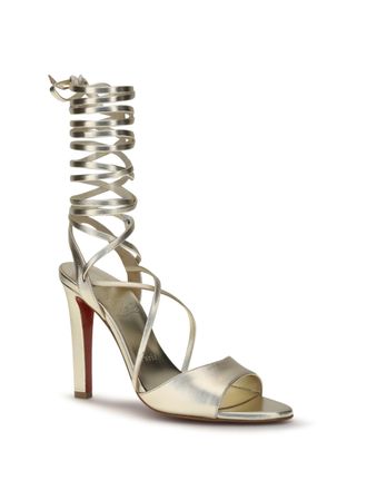 Christian Louboutin Womens Fanny Randa Sandals Platine-Lin Platine Lamb Ovis Aries Platine/lin