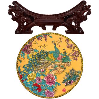 Valiclud Keramik dekorationsplatte mit Stabilem Runde Heimdekoration Einzigartige Essensplatte Chinesischer Stil f&uuml;r Wohnzimmer und K&uuml;chenschrank