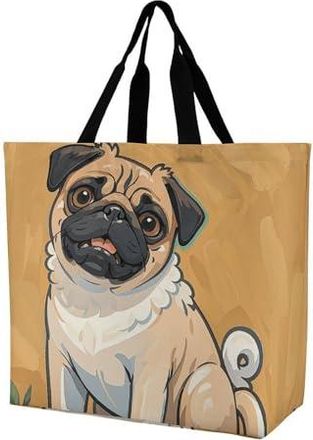 Generic Chiots Carlins De Dessin Anim&eacute; Dr&ocirc;les Sac A Main Femme L&eacute;ger Sacs De Courses Grand Sac Fourre Tout Pour Travail Quotidienne Shopping