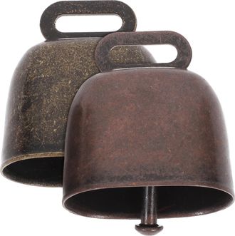 Healifty 2 St&uuml;ck Kuhglocke aus Metall Vintage Noisemaker Anti-Verlust Schreibtisch-Dekoration f&uuml;r Fu&szlig;ballspiele Hochzeit Aula (Bronze Rot Bronze)