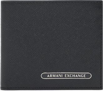 A|X Armani Exchange Mens Essential, Barcelona Side Logo Lettering Bi-Fold Wallet, Black, TU