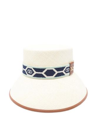 Valentino Garavani bob en paille à détail VLogo - Tons neutres