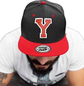 4sold ABC Letter ABC Casquette Snapback en Rouge/Blanc avec Les Lettres A à Z (Y)