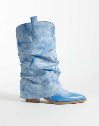 Simmi London Simmi London - Ituama - Ankle-Boots in Blau mit niedrigem Umschlag