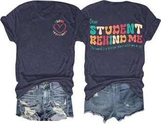 Generic T-shirt personnalis&eacute; T-shirt enseignant amusant pour femmes avec motif &eacute;tudiant T-shirt graphique d&eacute;contract&eacute; pour l&eacute;t&eacute; T-shirts rouges pour femmes T-