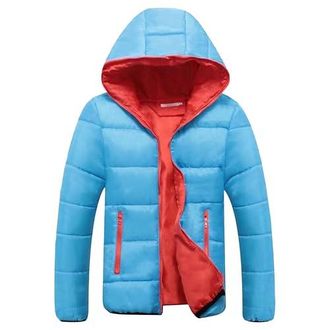 Generic Veste matelass&eacute;e classique &agrave; capuche avec fermeture &eacute;clair int&eacute;grale pour homme - Coupe ajust&eacute;e - L&eacute;ger - Style d&eacute;contract&eacute; - Pour lext&eacute;rieur, bleu 2,