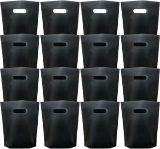 NUOBESTY Lot de 50 Paquet Cabas Plastiques Noirs Moyens, R&eacute;sistants et R&eacute;utilisables, Paquet &agrave; Provisions M&eacute;nager Pliable pour Courses, Emballages Cosm&eacute;tiques 