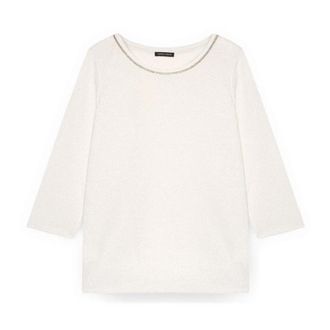 Fiorella Rubino Femme, Tops, Gris, Taille: 42 FR T-shirt en jersey lurex avec col d&eacute;cor&eacute;