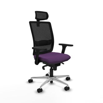 Piqueras y Crespo Haches PC-Schreibtischstuhl mit 3D-Armlehnen, h&ouml;henverstellbarer Lendenwirbelst&uuml;tze und h&ouml;henverstellbarem Kopfteil, 5 Positionen, Schwarz / Violett