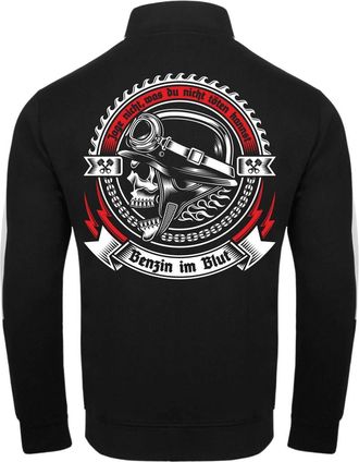 Spass Kostet M&auml;nner Herren Trainingsjacke Benzin im Blut Biker Motorrad Motive Spr&uuml;che