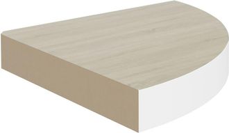 Generic vidaXL Eck Wandregal Eckregal B&uuml;cherregal H&auml;ngeregal Schweberegal Wandablage Regal Dekoregal B&uuml;roregal Wohnzimmer Eiche Wei&szlig; 25x25x3,8cm MDF