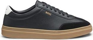 BOSS Hommes Kieran Tenn Baskets en Cuir grain&eacute; &agrave; contrefort Contrastant
