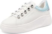 Queen Helena Baskets Platform Femme X34-9, X34 11 Blanc et Bleu, 40 EU