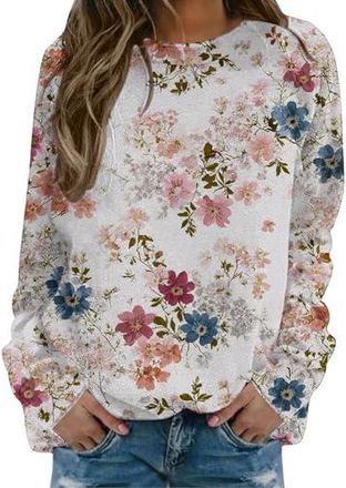 Generic Pull pour femme - Imprim&eacute; graphique - Haut surdimensionn&eacute; - Col rond - Manches longues - Automne - Hiver - D&eacute;contract&eacute; - Confortable - Tendance - Conf