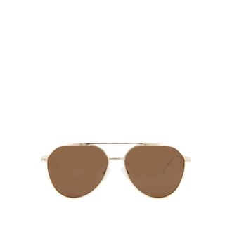 Alexander McQueen Goldene Piloten-Sonnenbrille mit Braunen Gl&auml;sern - - Accessories - Herren - Gelb - ONE SIZE