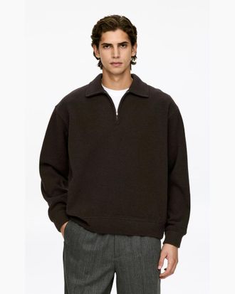 Arket Doubleface-Pullover Mit Kurzem Rei&szlig;verschluss -Braun