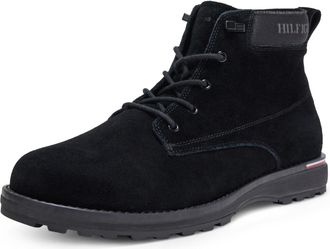 Tommy Hilfiger Herren Boots Corporate Outdoor Suede Boot aus Leder, Schwarz (Black), 45