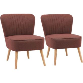 Oviala Lot de 2 fauteuils style crapaud en tissu bordeaux