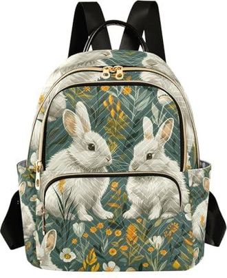 Mnsruu Mini sac à dos pour femme, lapin, vert herbe, petit sac à dos tendance pour femme, sac à dos décontracté, Multi741, S