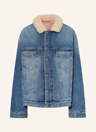 Acne Studios Oversized-Jeansjacke Mit Kunstfell blau
