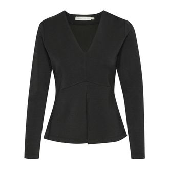Inwear Schwarzes Langarm V-Ausschnitt Top - - Tops - Damen - Schwarzk - XL