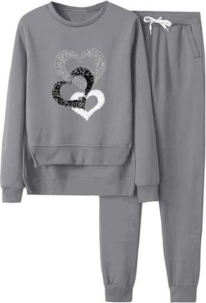 Generic 2026 - Costume d&eacute;contract&eacute; pour femme - Col rond - Manches longues et pantalon - Pour lautomne et lhiver, gris, XL