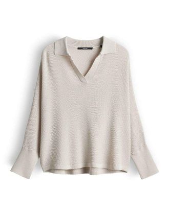 someday Strickpullover Telanora aus ECOVERO-Strick Oversized Silhouette mit Polokragen, l&auml;ssig