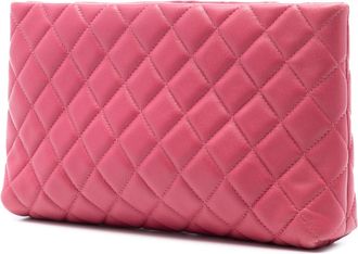 Chanel Pink Quilted Lambskin Kiss Lock Clutch