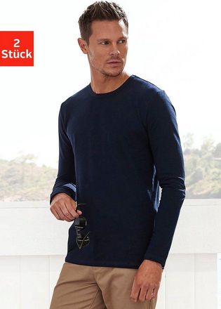 H.I.S Langarmshirt (Packung, 2er-Pack) Doppelpack Unterziehshirt aus Baumwoll-Mix