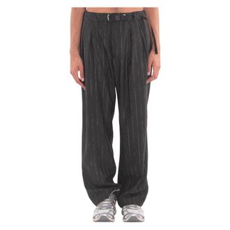 White Sand Homme, Pantalons, Noir, Taille: M 2-Pleats Gessato Loose Pants
