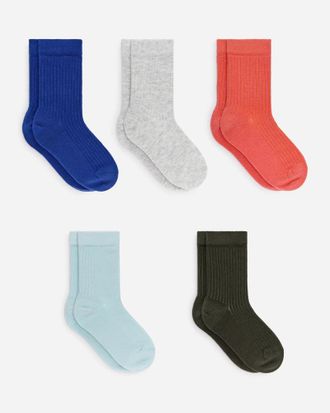 Arket Rippstricksocken 5er-Pack -Blau