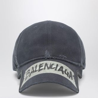 Balenciaga Black washed-effect Masking Tape cap