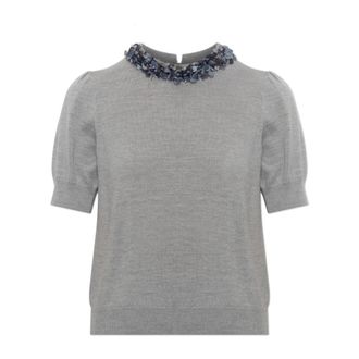 Ulla Johnson Jude Verzierter Wollpullover - - Knitwear - Damen - Grau - S